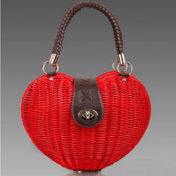 Voodoo Vixen | Bags | Voodoo Vixen Red Heartshaped Woven Handbag Pinup ...